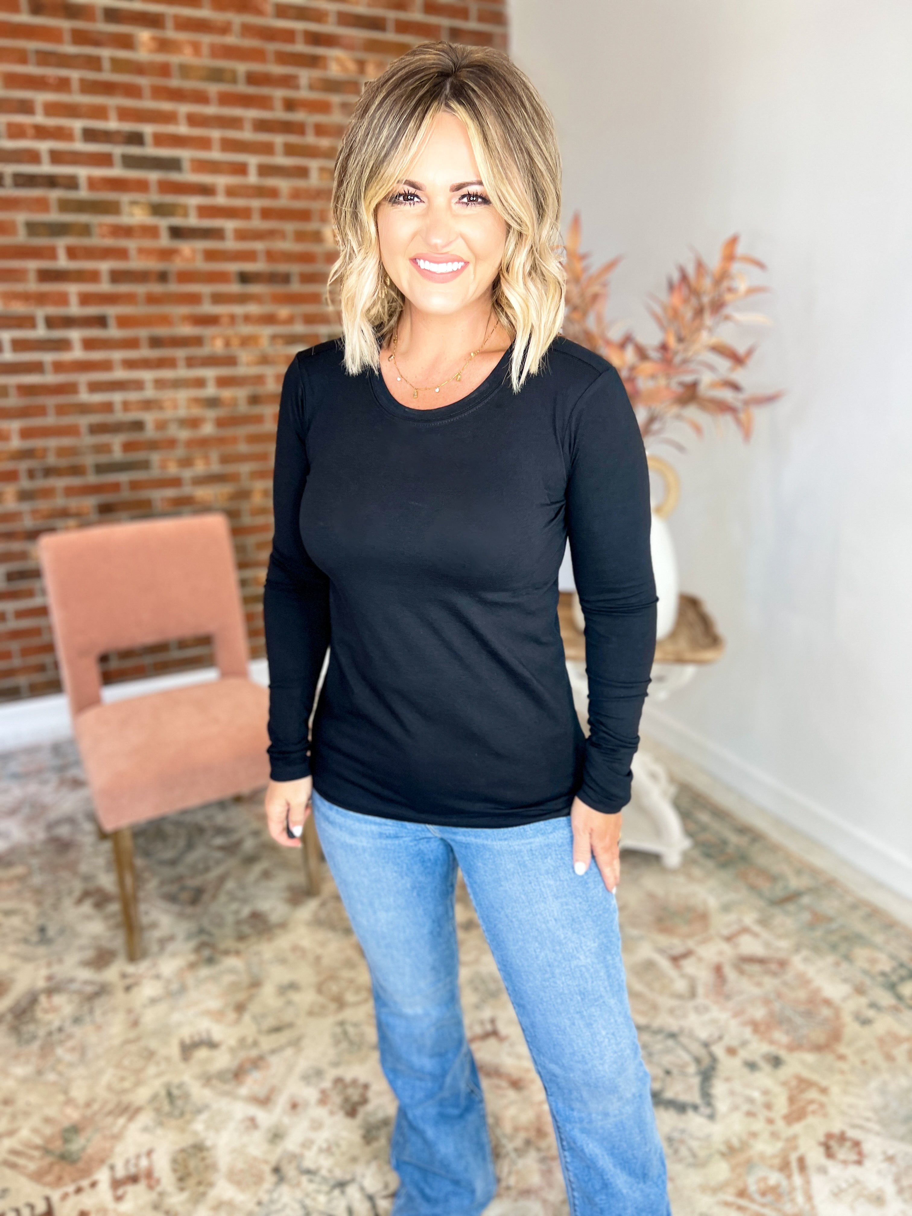 Can't Lose Long Sleeve Basic Top - Black – Preppy Pineapple Boutique
