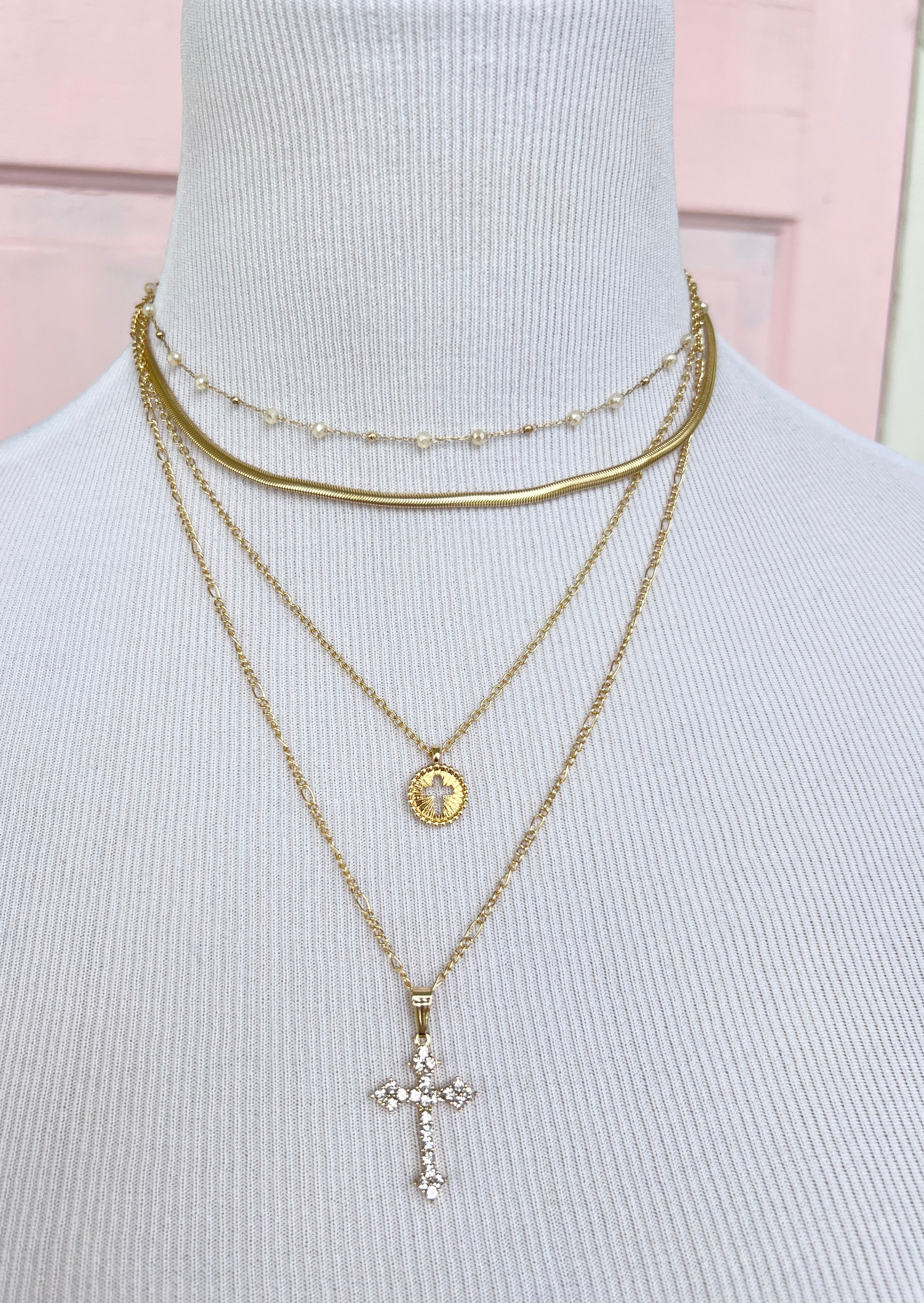 Multi Layered Cross Pendant Necklace – Preppy Pineapple Boutique