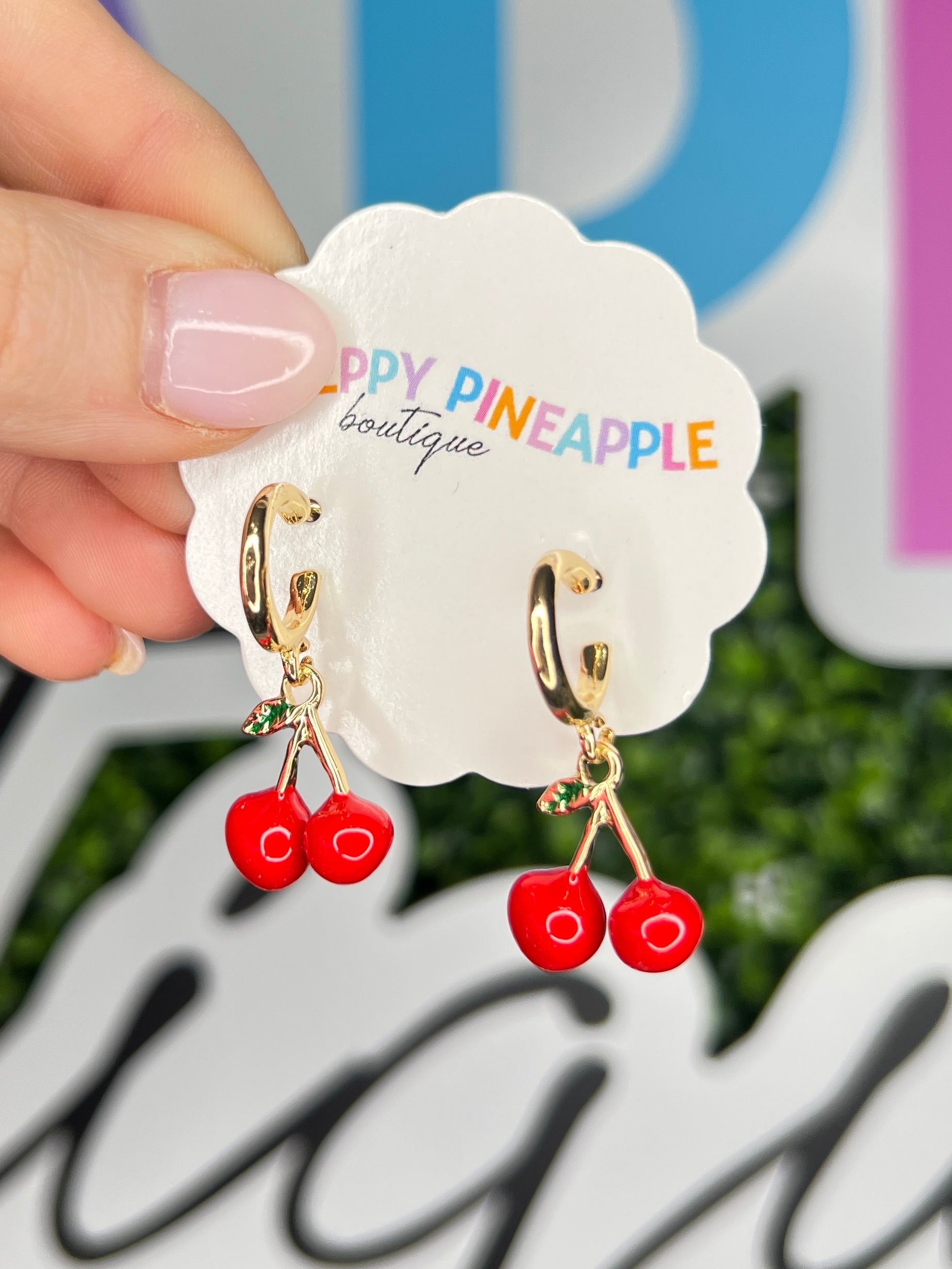 Cherry Dangle Hoops – Preppy Pineapple Boutique