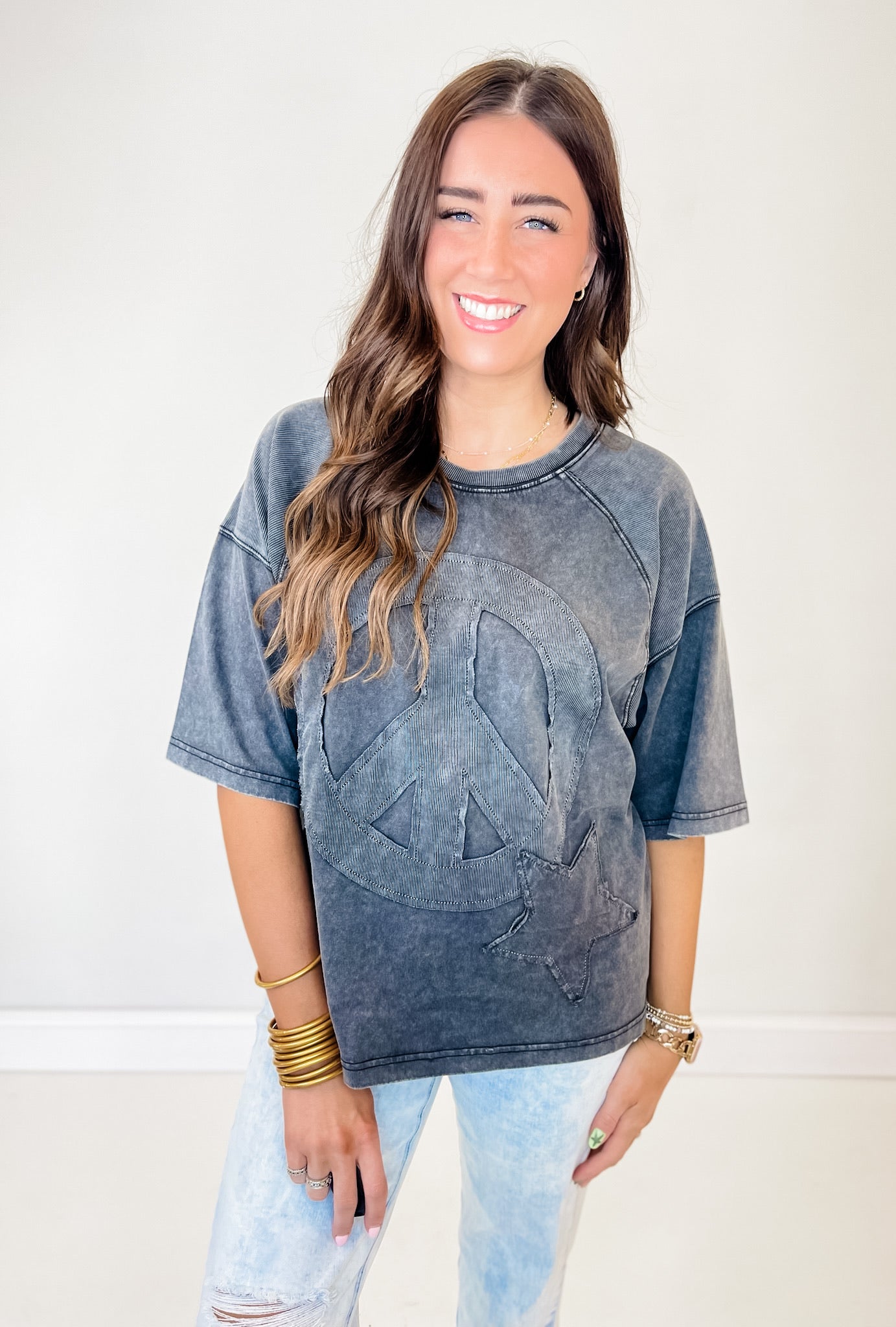 Peace Comes From Within Top - Black – Preppy Pineapple Boutique