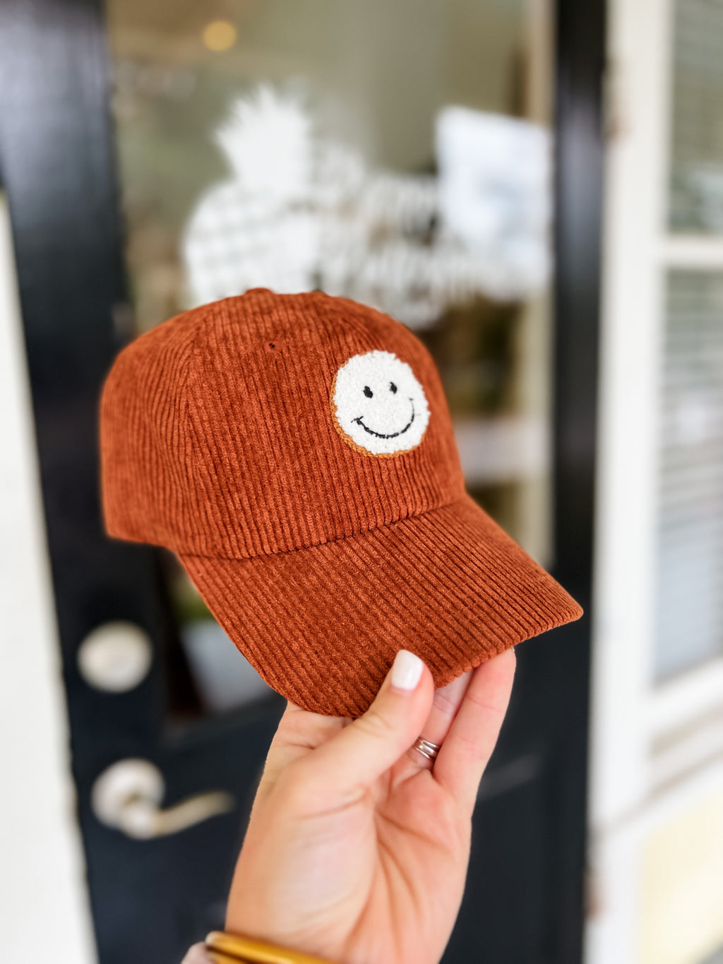 Washed Sherpa Happy Face Baseball Cap – Preppy Pineapple Boutique