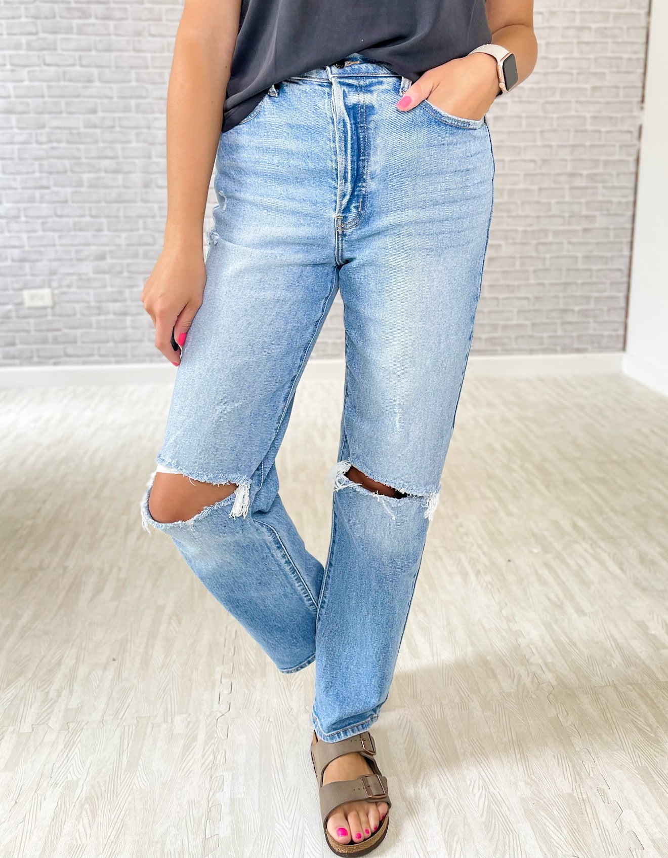 Cello Super High Rise Destroy Dad Jean – Preppy Pineapple Boutique