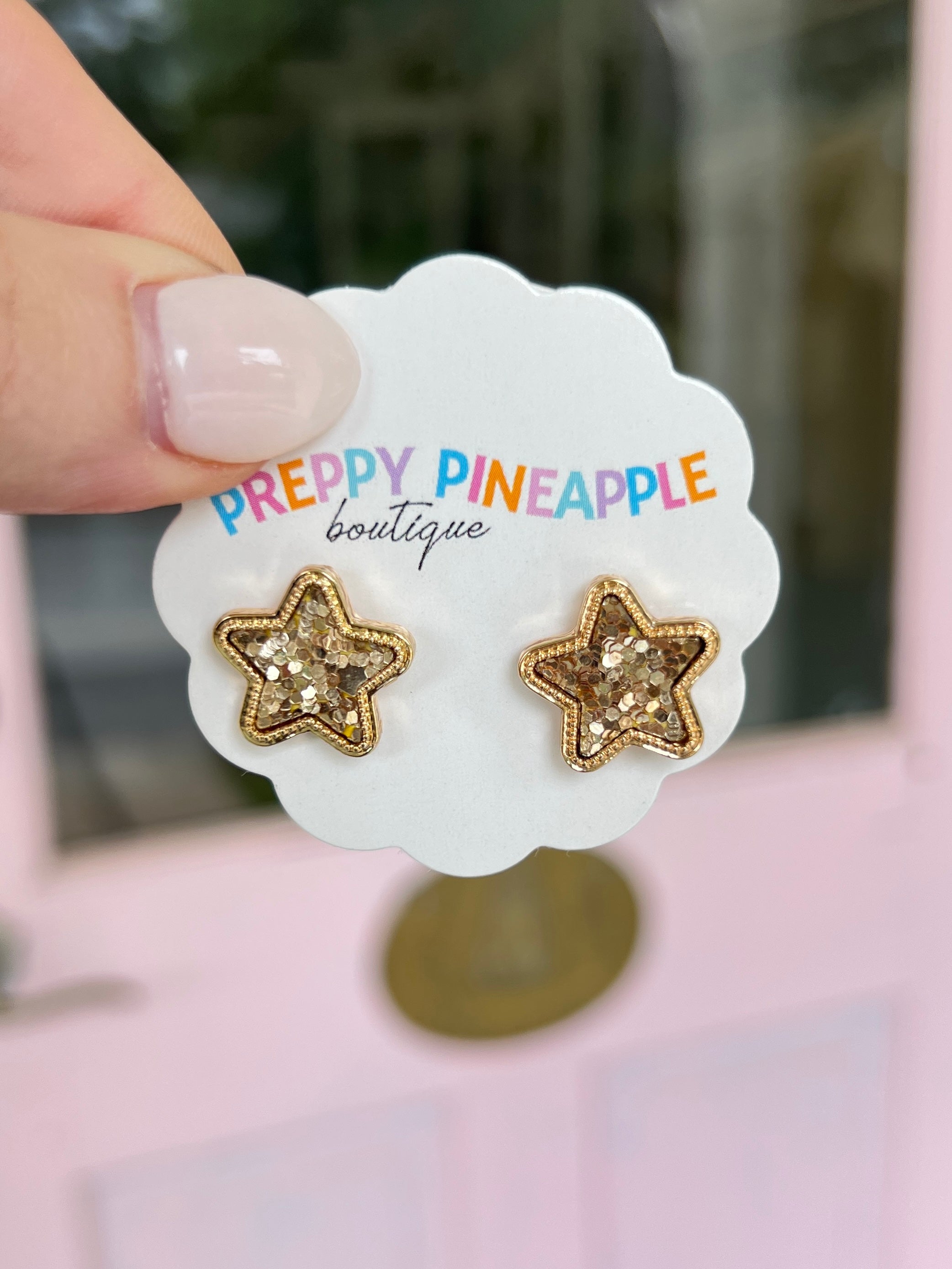 Glitter Star Studs - Gold – Preppy Pineapple Boutique