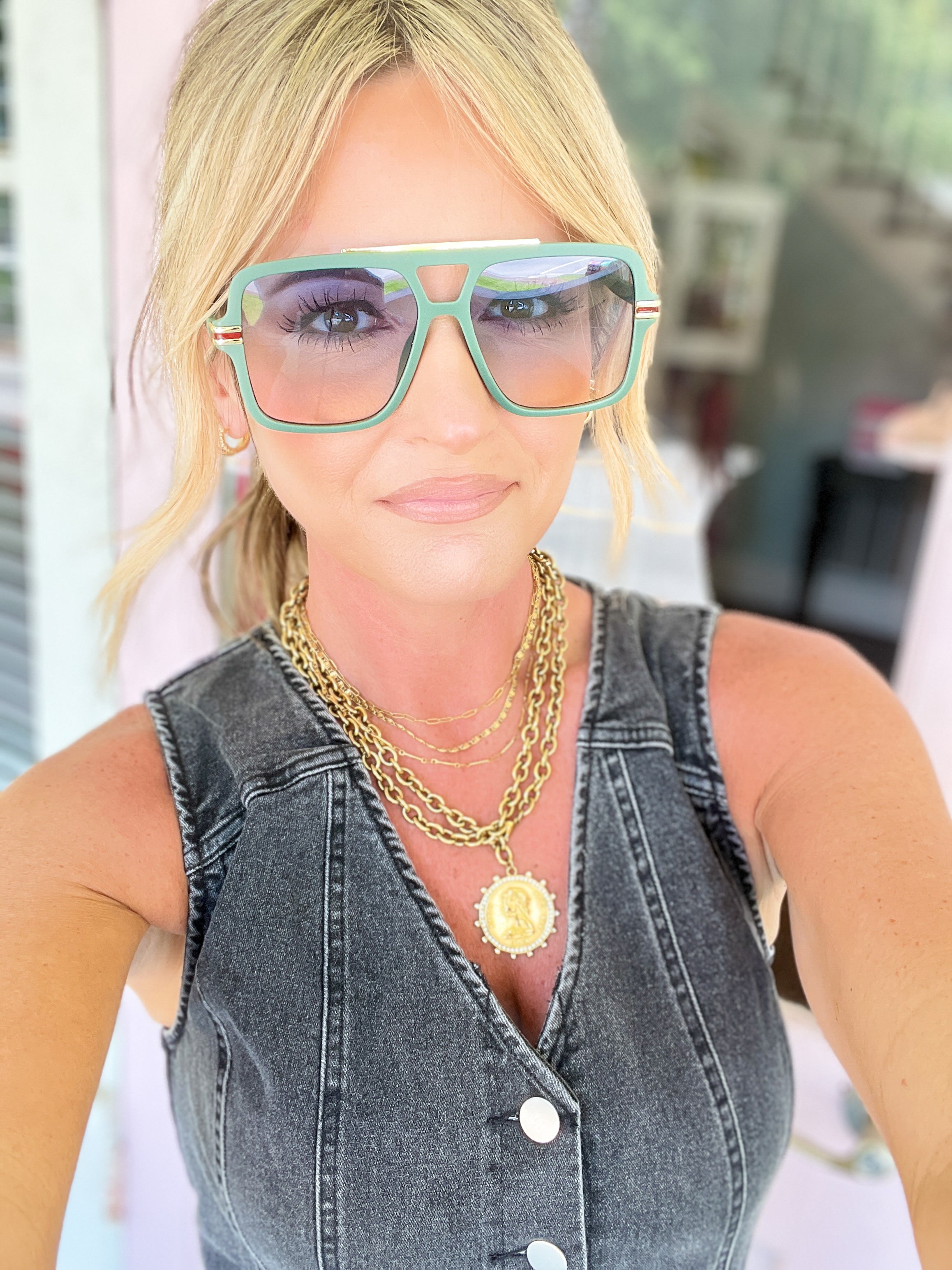 Luxury Stripe Aviator Sunglasses-Sage – Preppy Pineapple Boutique