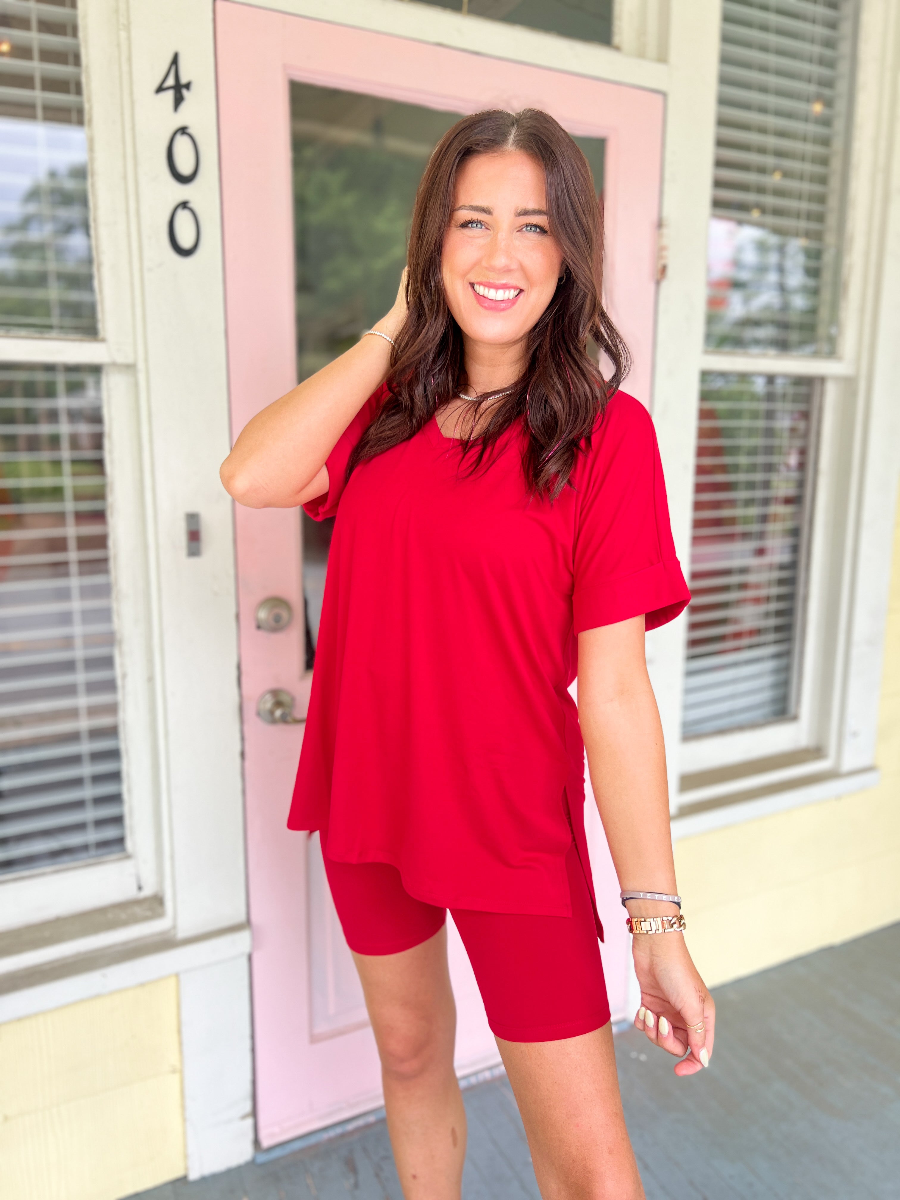Roll With It Top and Shorts Set - Ruby – Preppy Pineapple Boutique